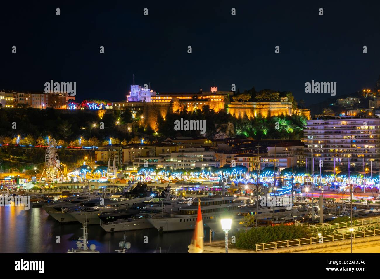 Monaco 5 DEC 2019 Monaco city with visible Monaco prince palace and ...