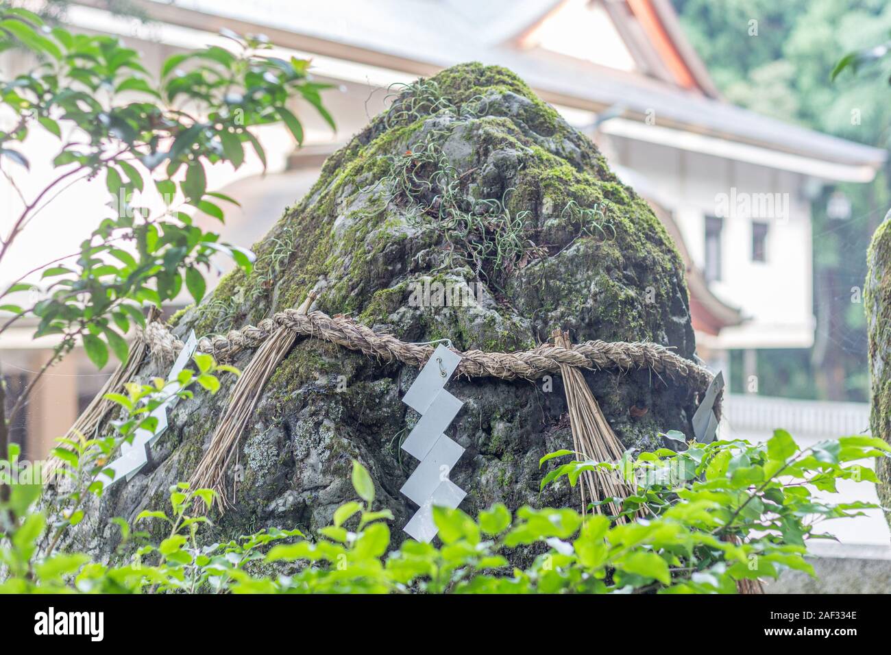Sacred stone at Shirayamahime shinto shrine, Ishikawa Prefecture, Japan ...