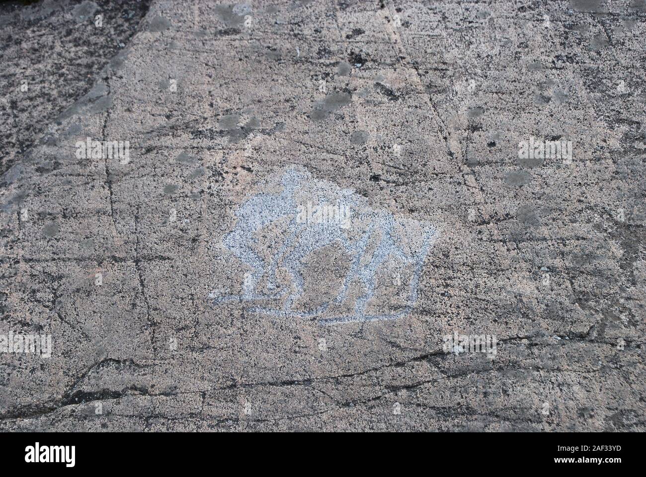 Petroglyph Primitive drawings on stones. Ancient art by prehistoric ...