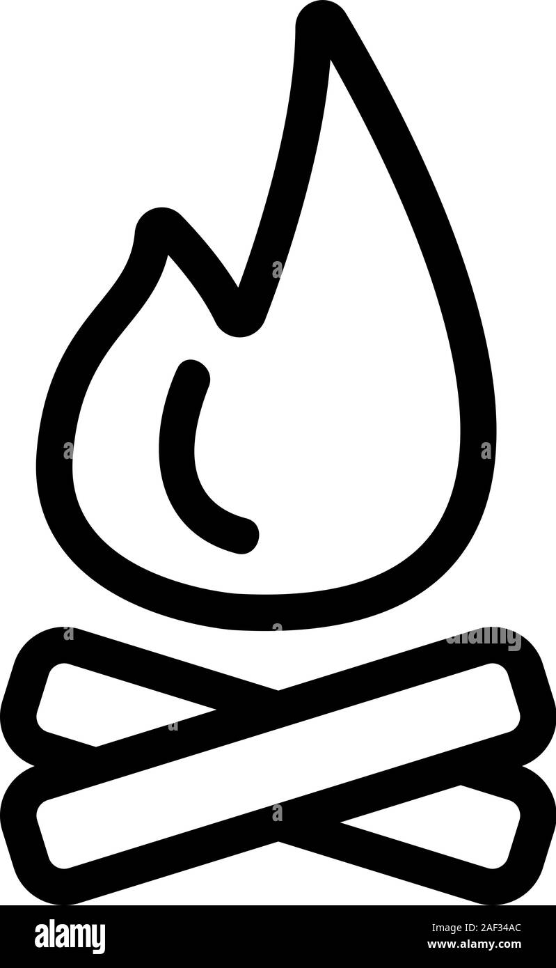 bonfire of firewood icon vector. Isolated contour symbol illustration ...