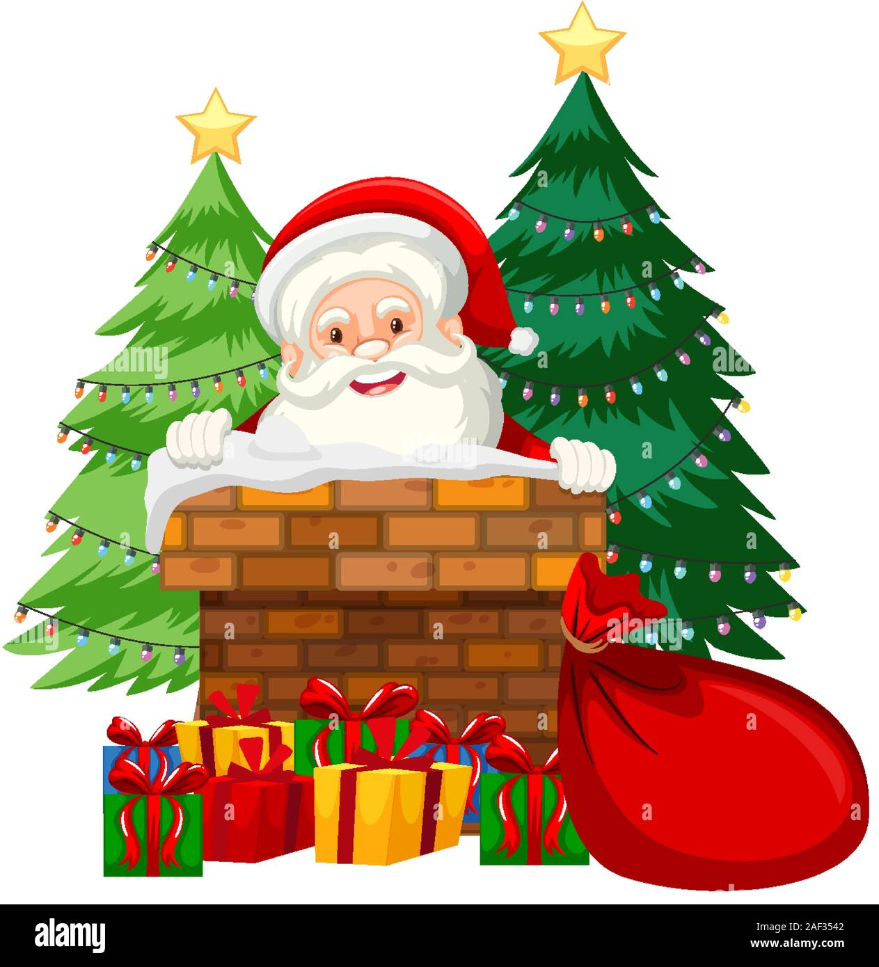Christmas theme with Santa in the chimney illustration Stock Vector ...