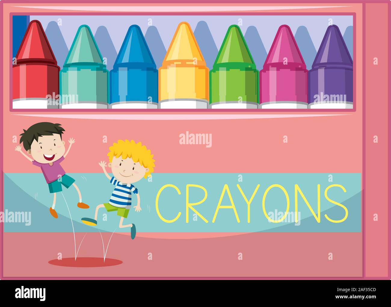 Box of colorful crayongs illustration Stock Vector Image & Art - Alamy