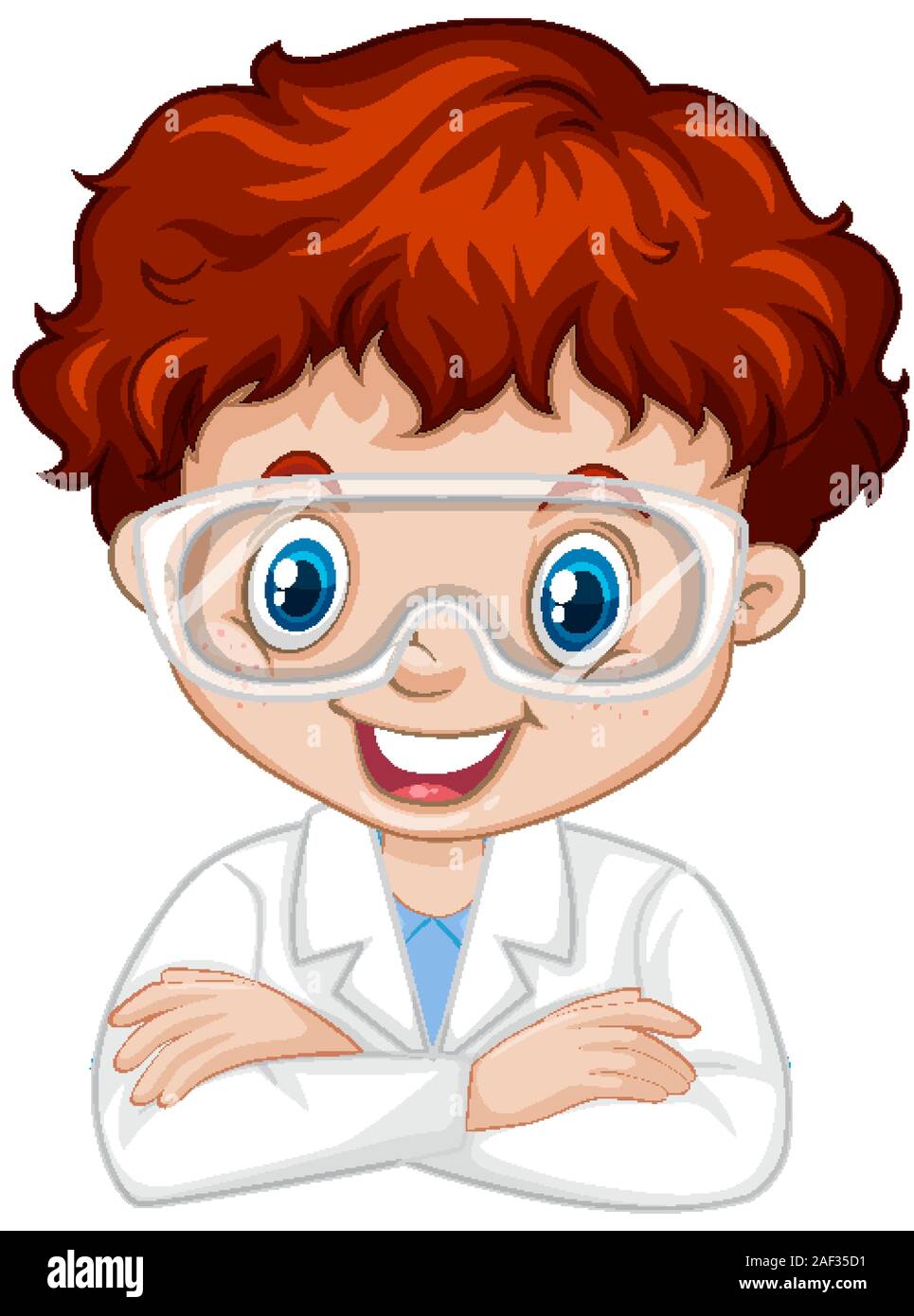 Boy in science gown on white background illustration Stock Vector Image ...