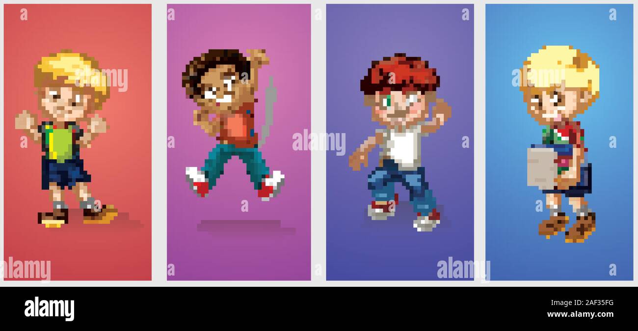 Boys on different color background illustration Stock Vector Image ...