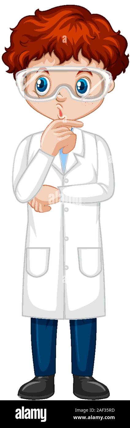 Boy in science gown on white background illustration Stock Vector Image ...