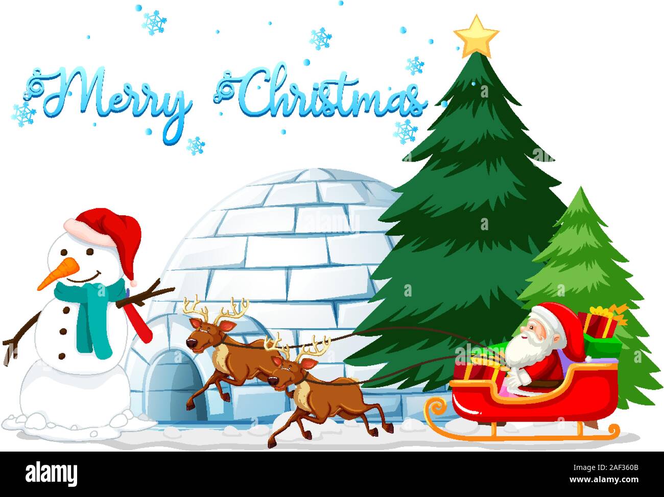Christmas theme with snowman and igloo illustration Stock Vector Image ...