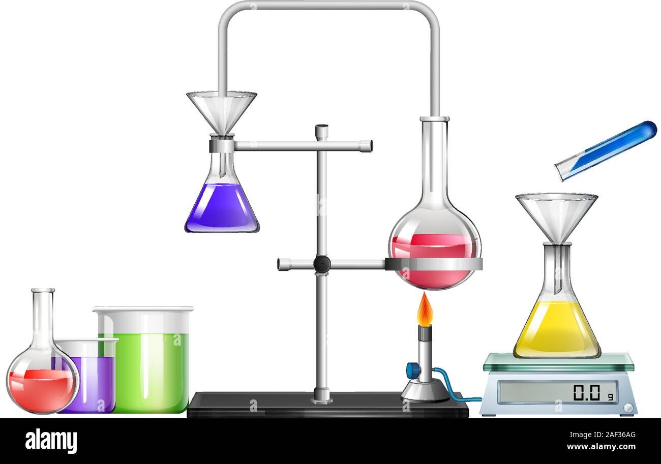 Set of science equipments on white background illustration Stock Vector ...