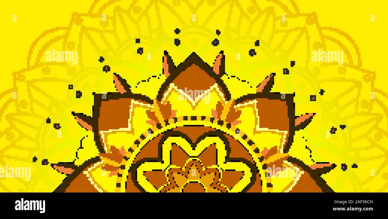 Mandala pattern on yellow background illustration Stock Vector Image ...