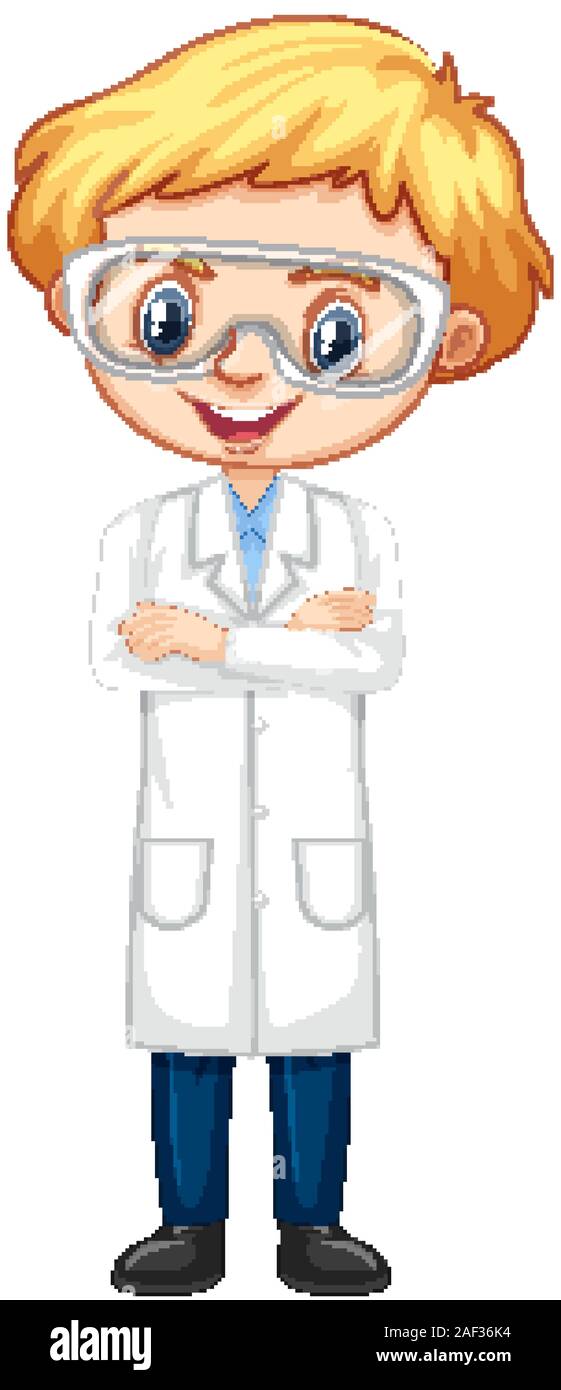 Boy in science uniform on white background illustration Stock Vector ...