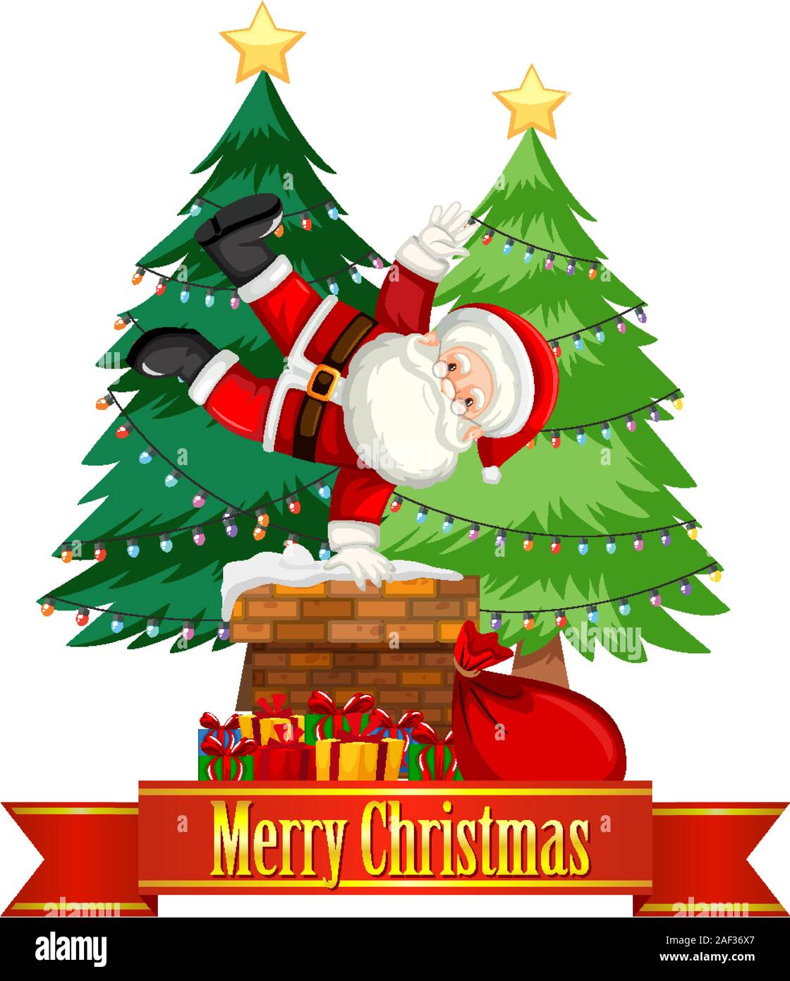 Christmas theme with Santa on chimney illustration Stock Vector Image ...