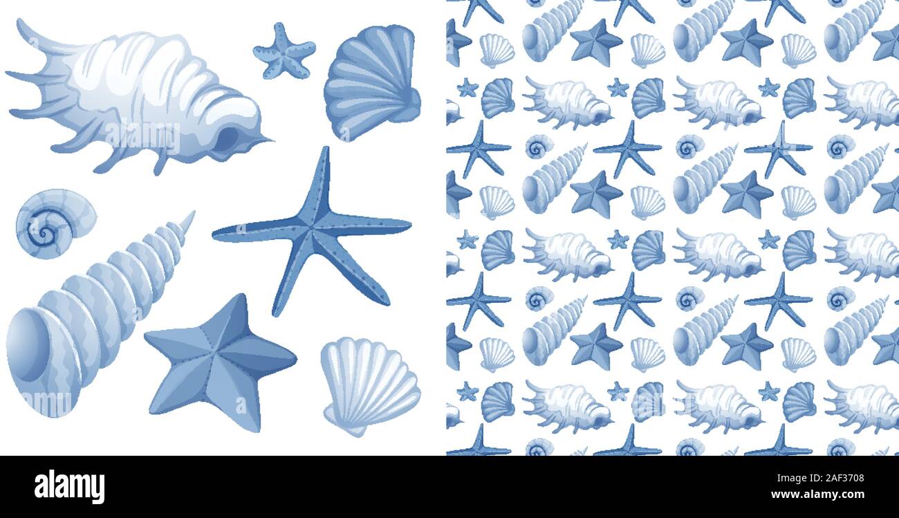 Seamless background design with seashells illustration Stock Vector ...