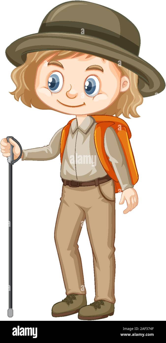 Girl in hiking outfit on white background illustration Stock Vector ...