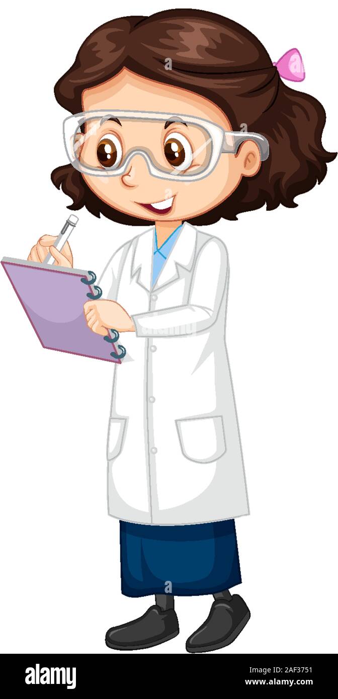 Girl in science gown on white background illustration Stock Vector ...