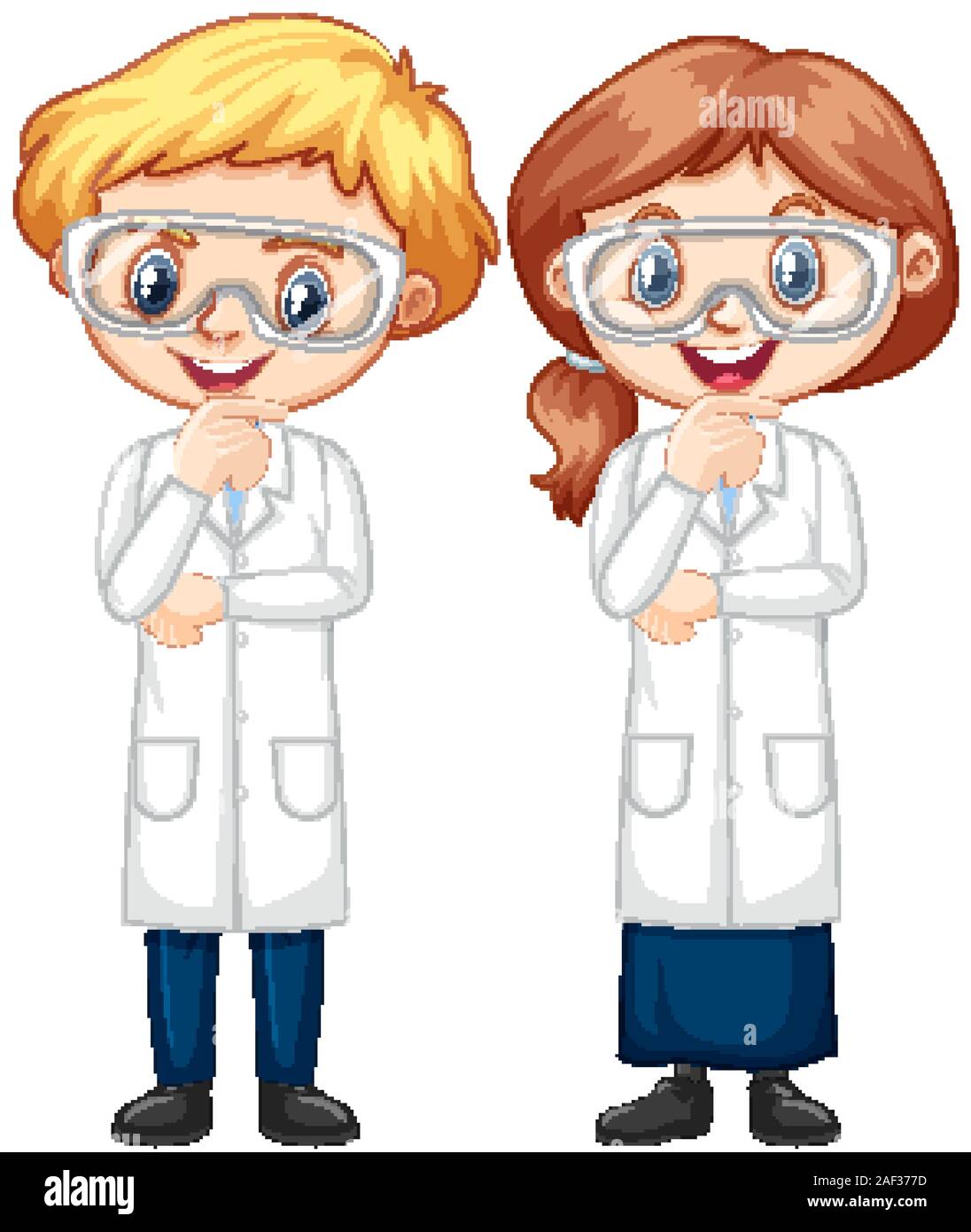 Boy and girl in science gown illustration Stock Vector Image & Art - Alamy