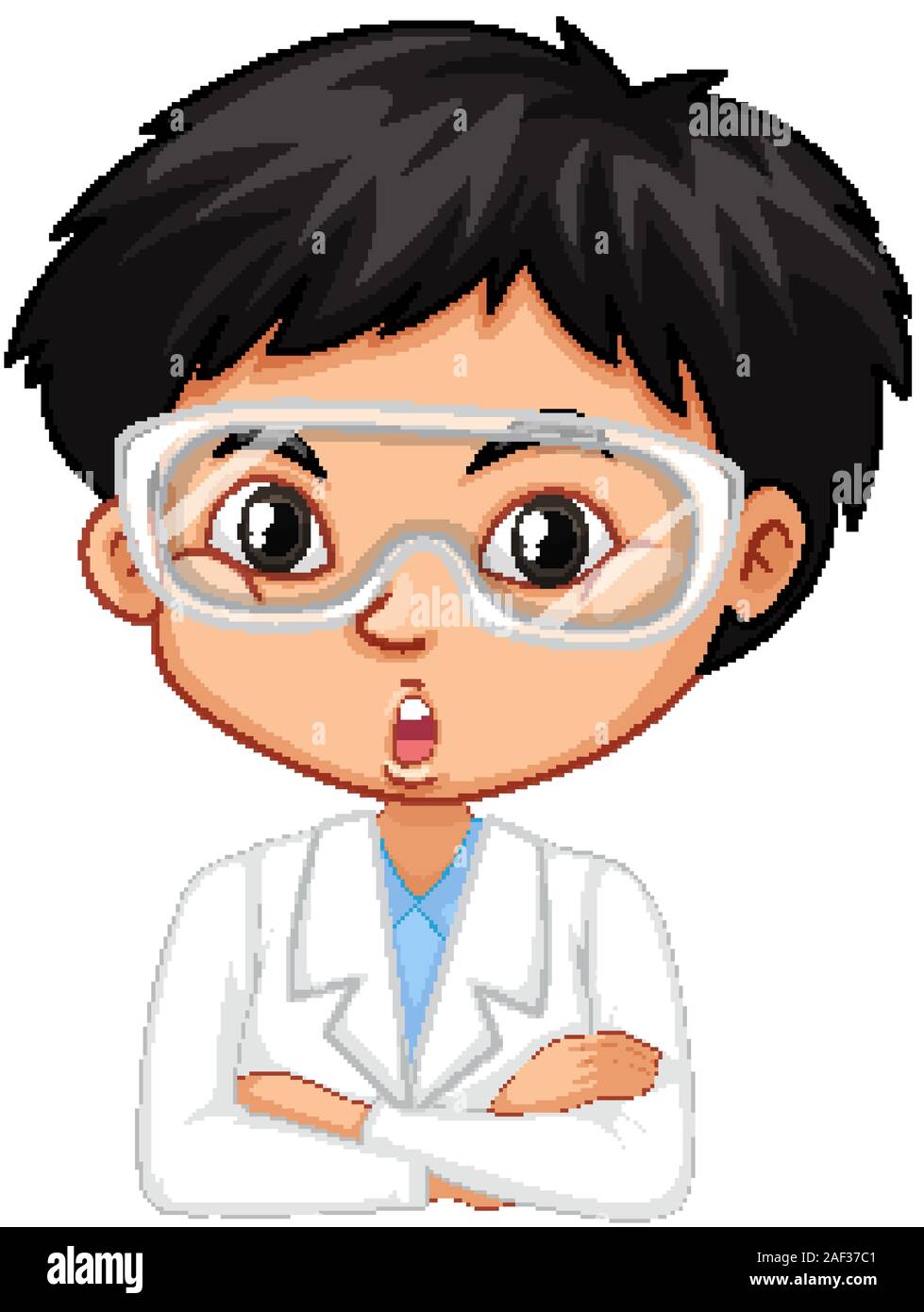 Boy in science gown on white background illustration Stock Vector Image ...