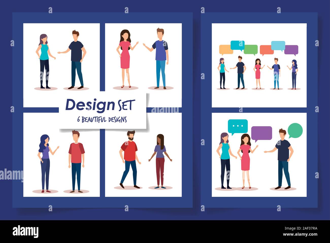 set six designs of young people talking Stock Vector Image & Art - Alamy