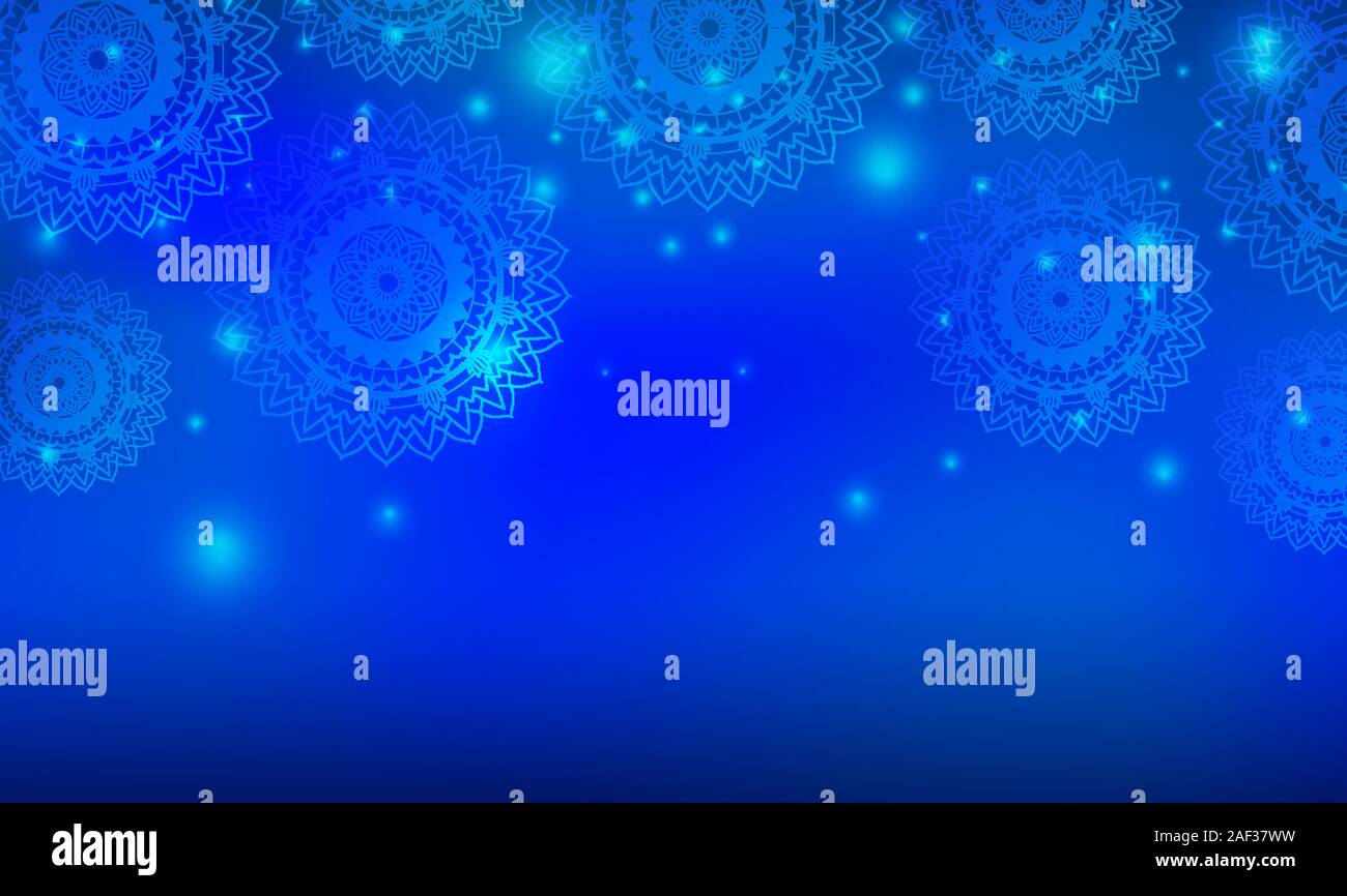 Blue background with mandala patterns illustration Stock Vector Image ...