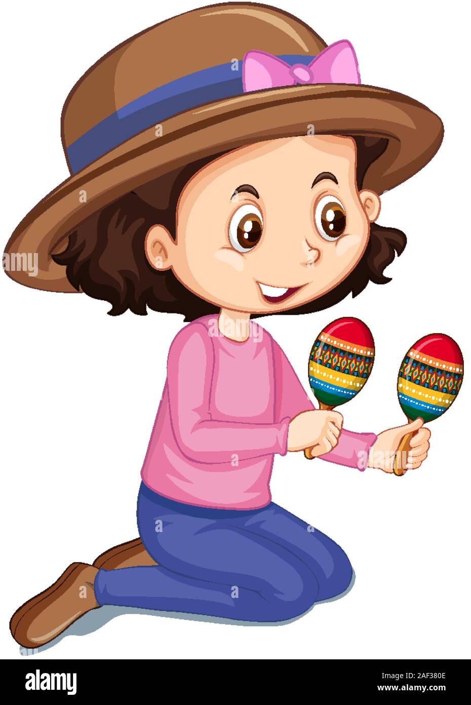 Girl playing maracas on white background illustration Stock Vector ...