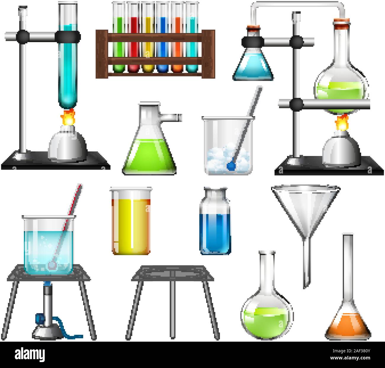 Science equipments on white background illustration Stock Vector Image ...