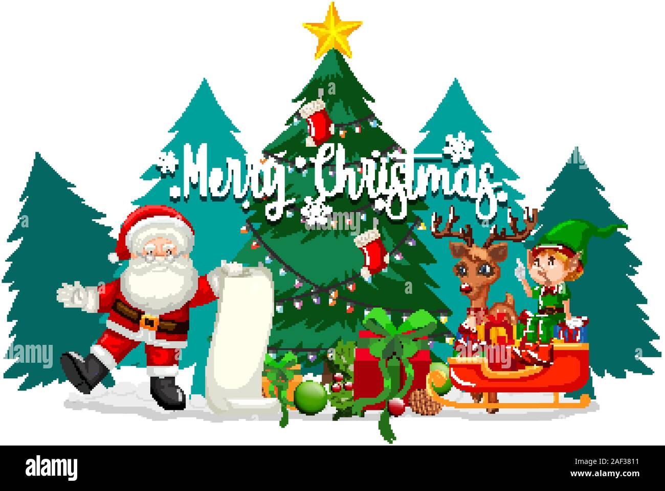 Christmas theme with Santa and presents illustration Stock Vector Image ...