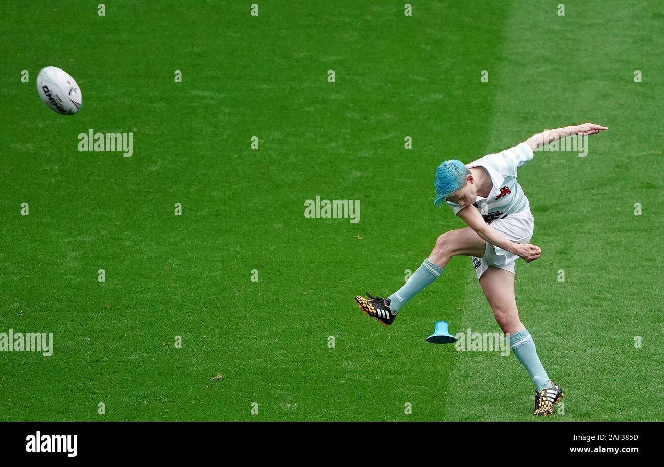 Cambridge's Hannah Vandersluis scores a penalty kick during the Women's Varsity Match at ...
