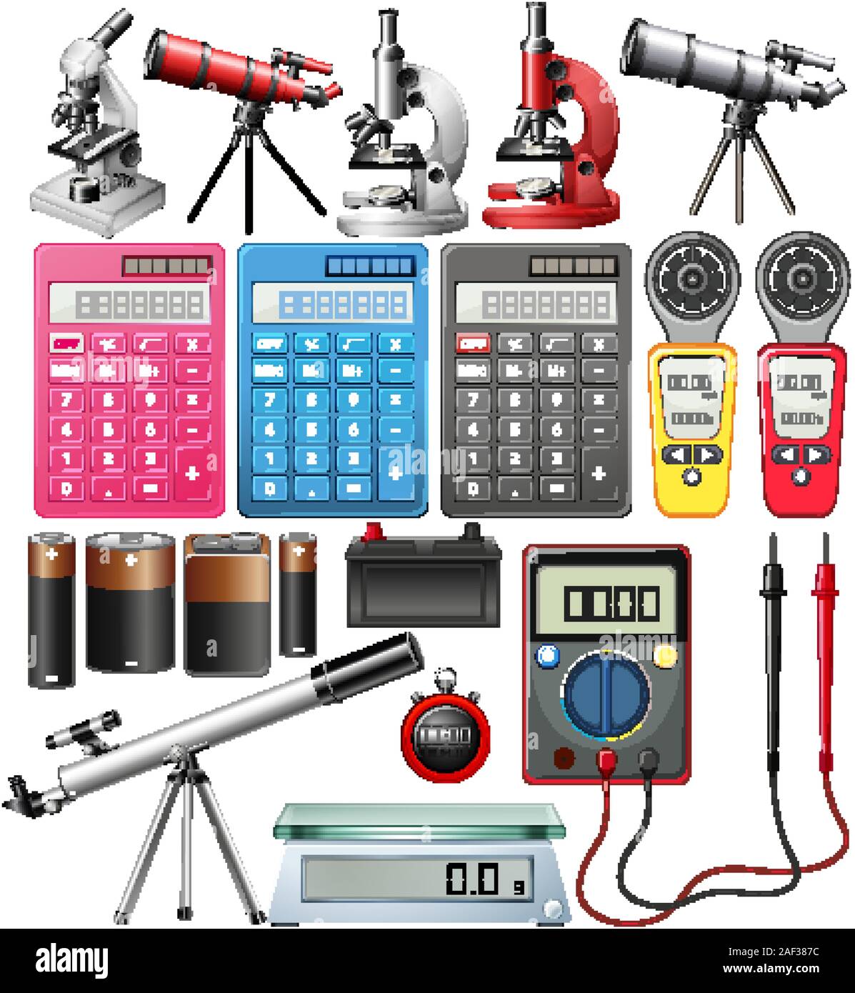 Science gadgets on white background illustration Stock Vector Image ...