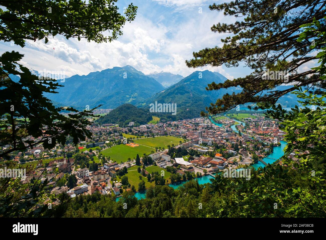 Aerial landscape of Interlaken city Stock Photo - Alamy