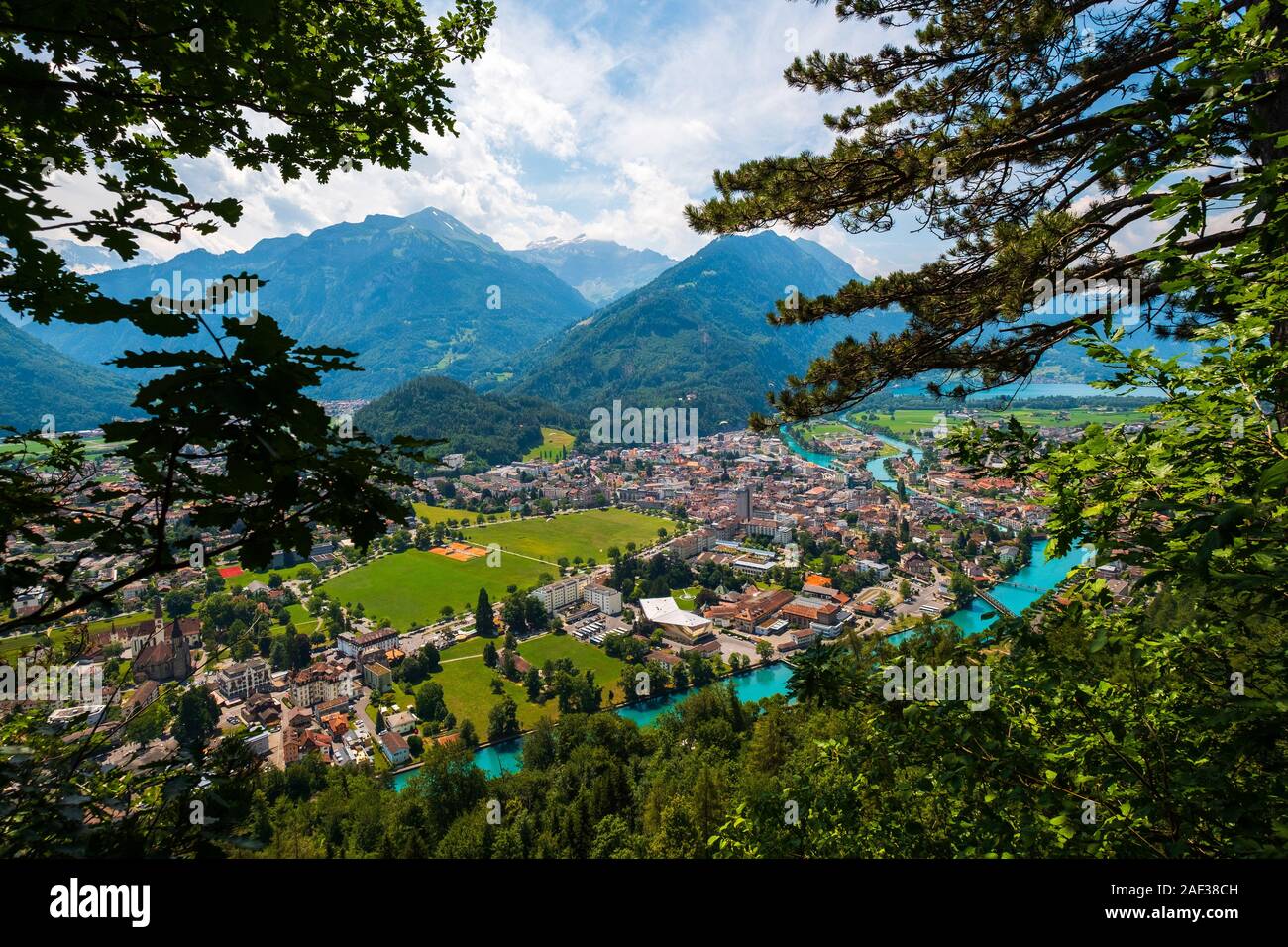 Aerial landscape of Interlaken city Stock Photo - Alamy