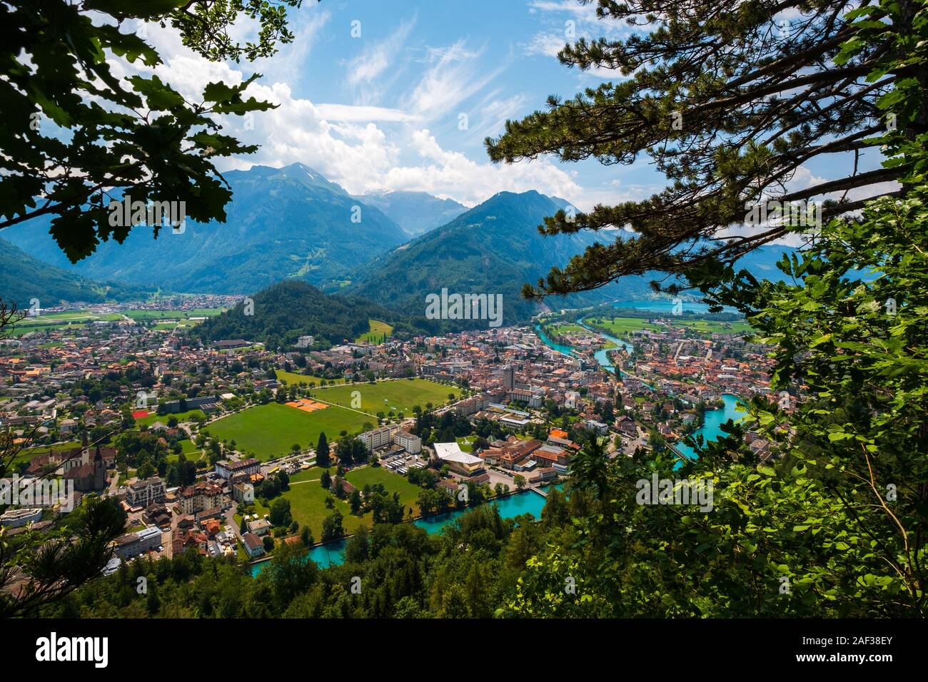 Aerial landscape of Interlaken city Stock Photo - Alamy