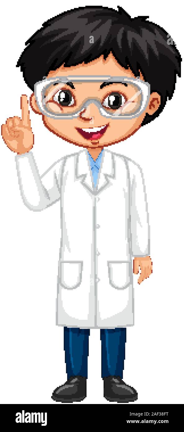 Boy in science gown on white background illustration Stock Vector Image ...