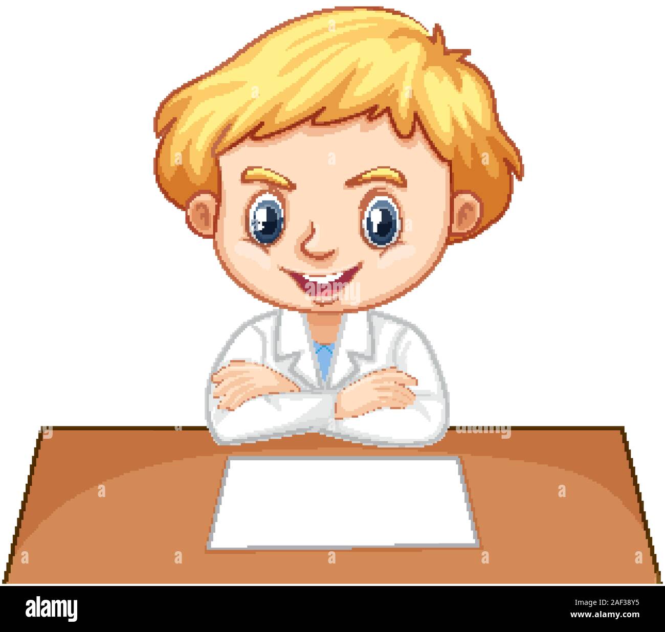 Boy in science gown on white background illustration Stock Vector Image ...