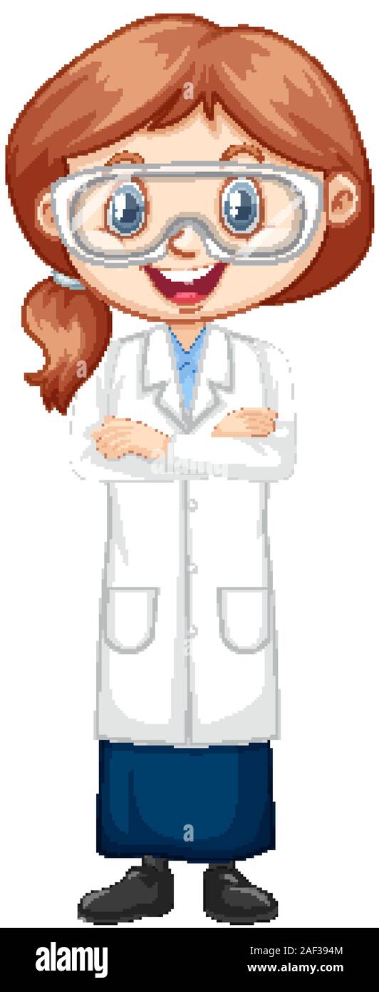 Girl in science gown on white background illustration Stock Vector ...