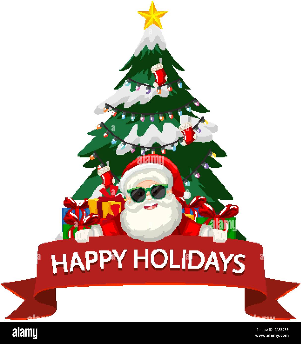 Christmas theme with Santa and tree illustration Stock Vector Image ...