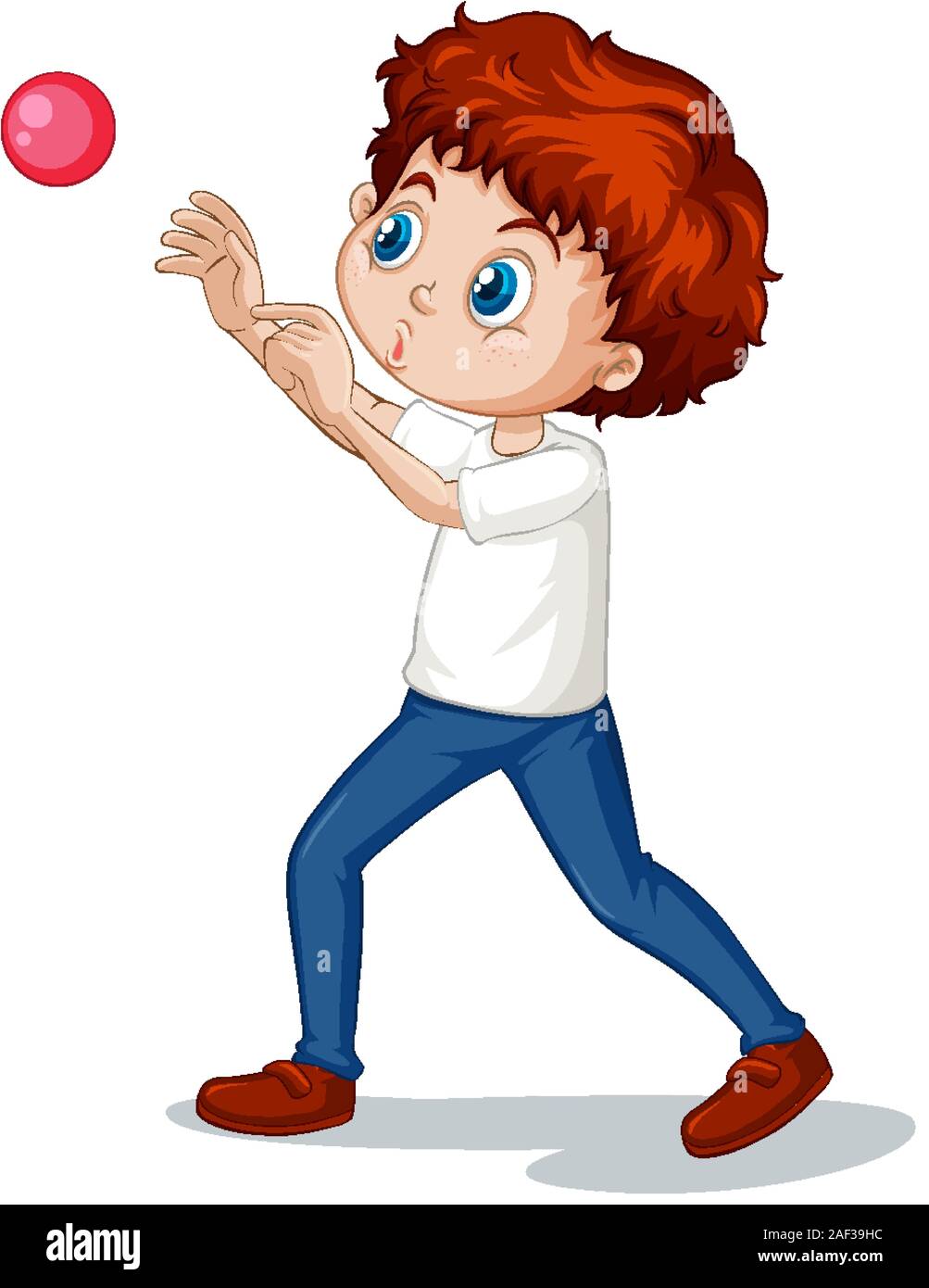 Boy playing ball on white background illustration Stock Vector Image ...