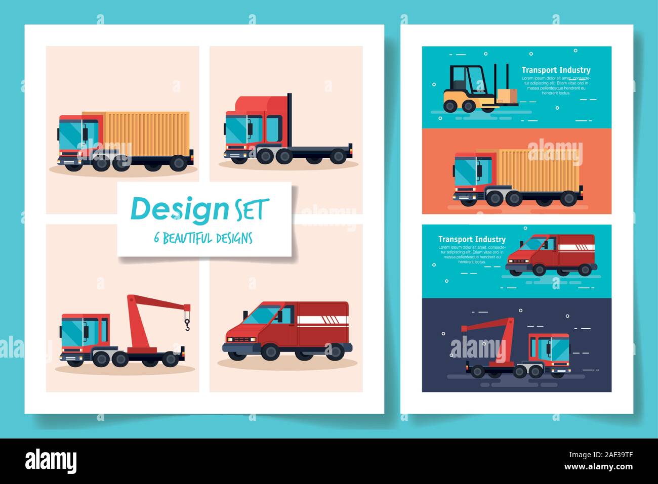 set six designs of transportation industrial Stock Vector Image & Art ...