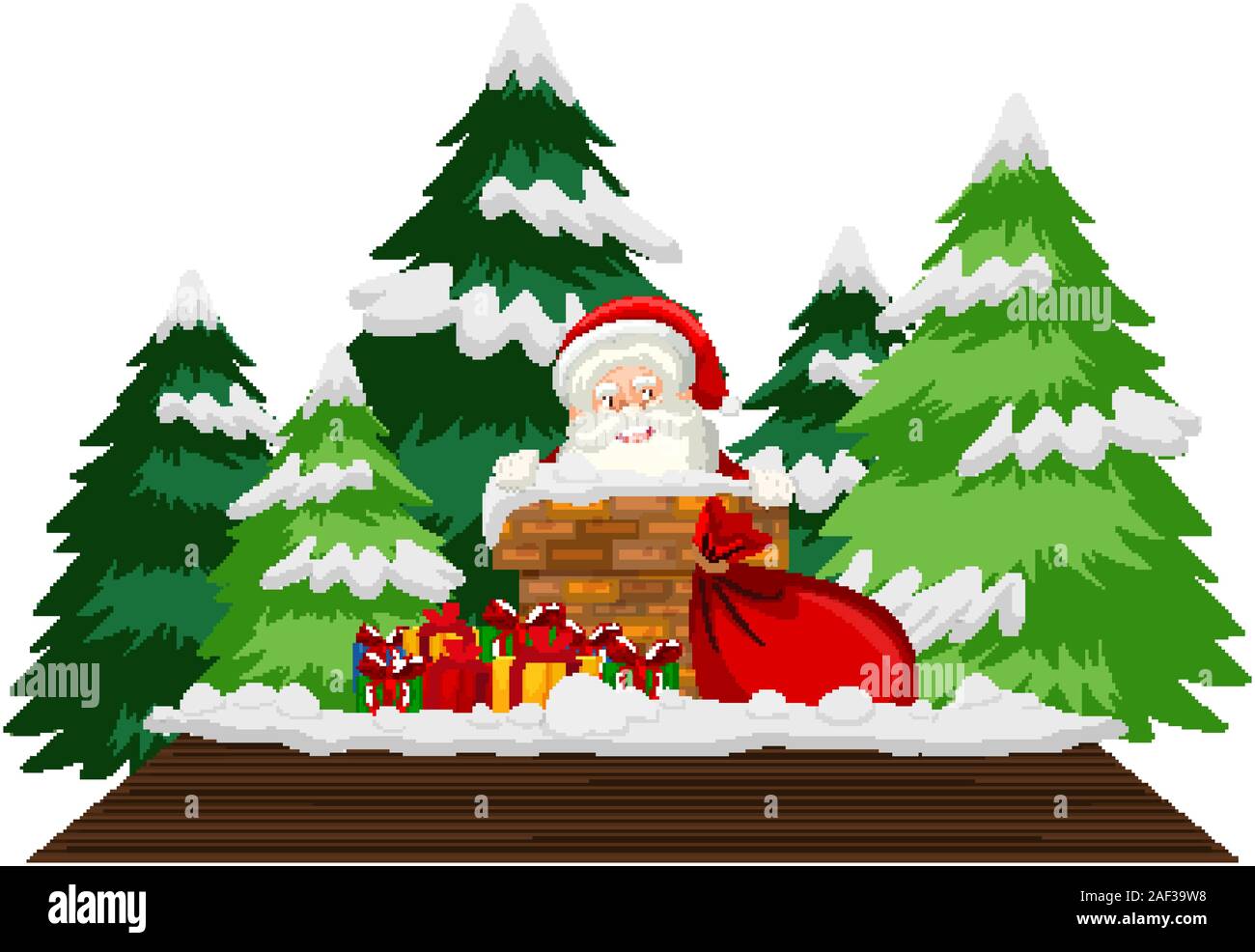 Christmas theme with Santa on the roof illustration Stock Vector Image ...