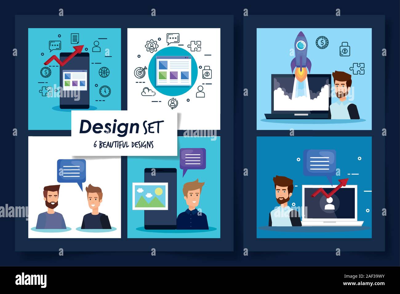 set six designs of men with teamwork icons Stock Vector Image & Art - Alamy