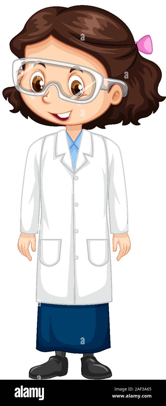 Girl in science gown on white background illustration Stock Vector ...