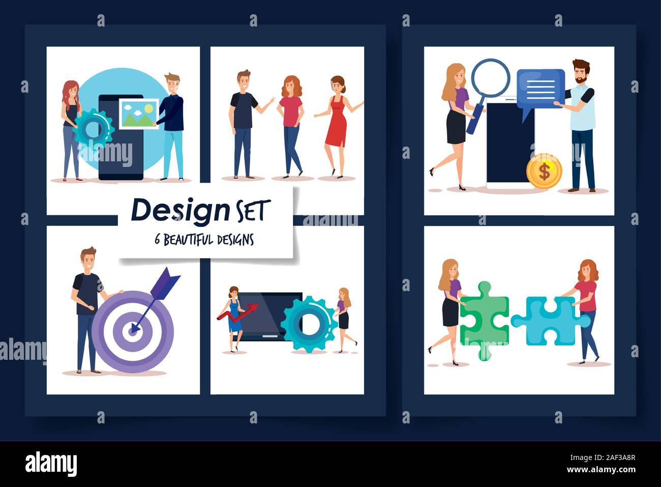 set six designs of people and icons business Stock Vector Image & Art ...