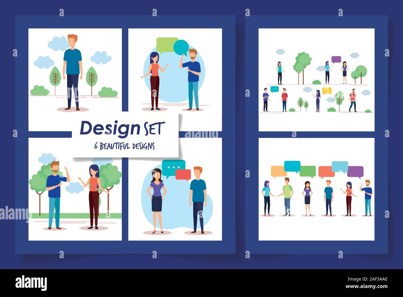 set six designs of young people talking Stock Vector Image & Art - Alamy