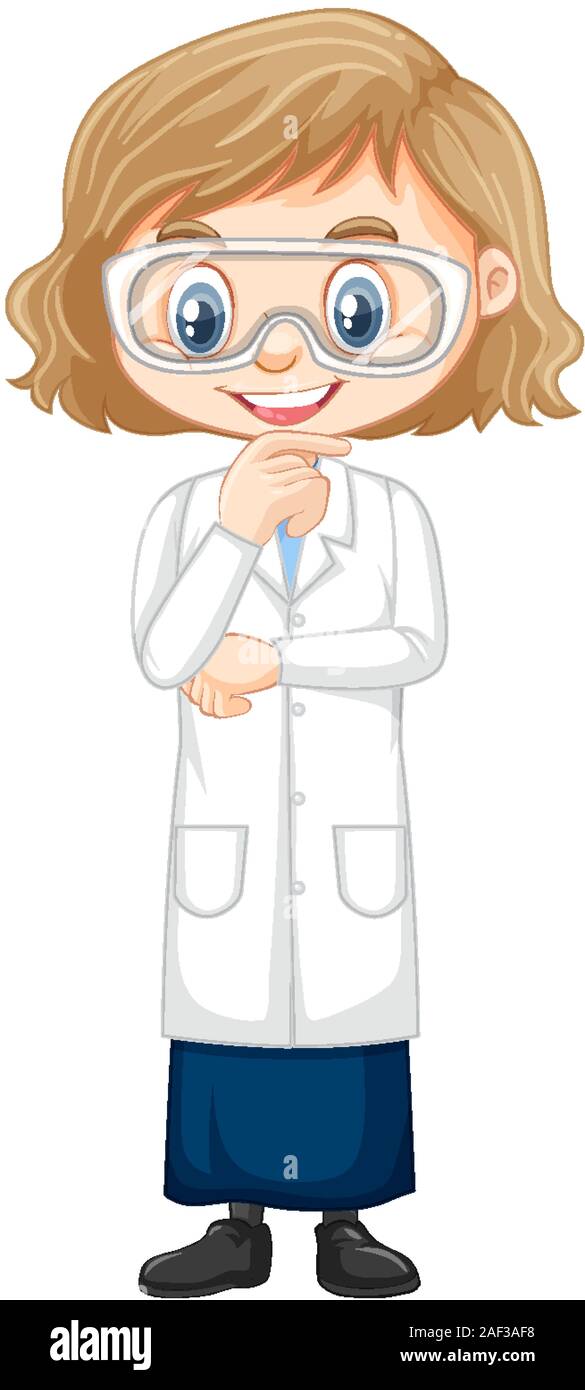 Girl in science gown on white background illustration Stock Vector ...