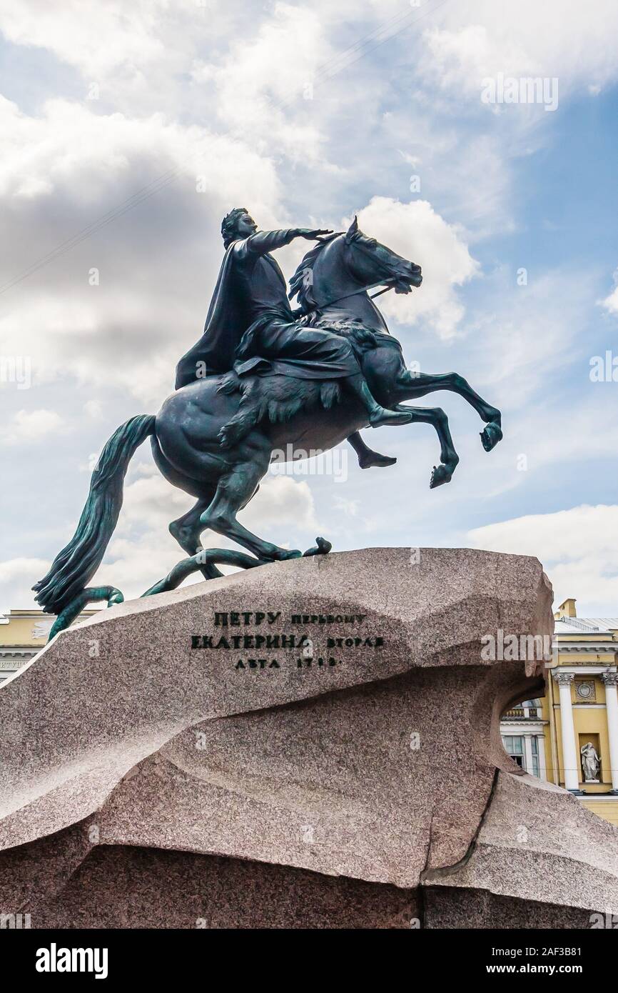 Statue of Peter the Great, Bronze Horseman, St Petersburg, Russia Stock ...