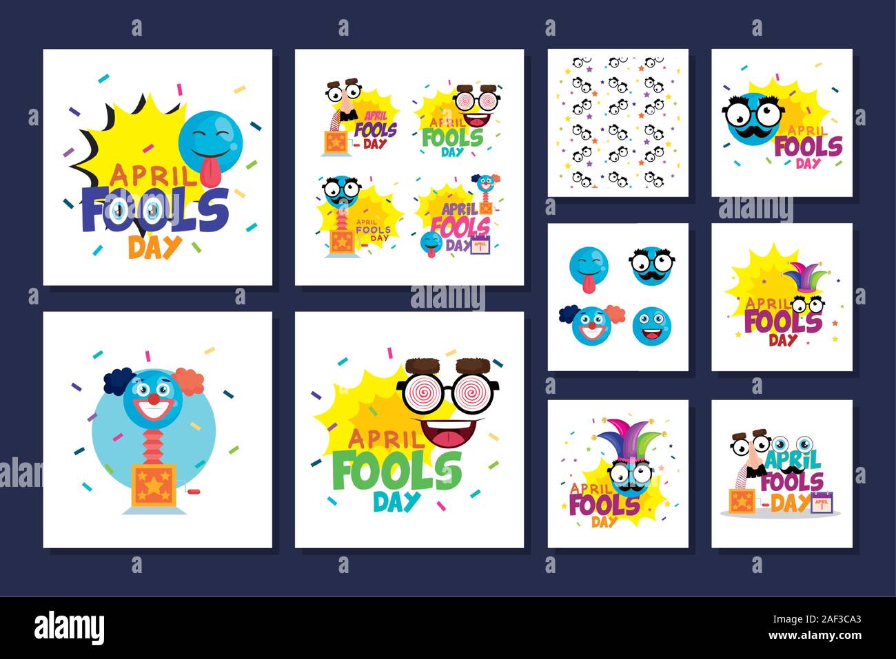 bundle of april fools day with icons decoration Stock Vector Image ...