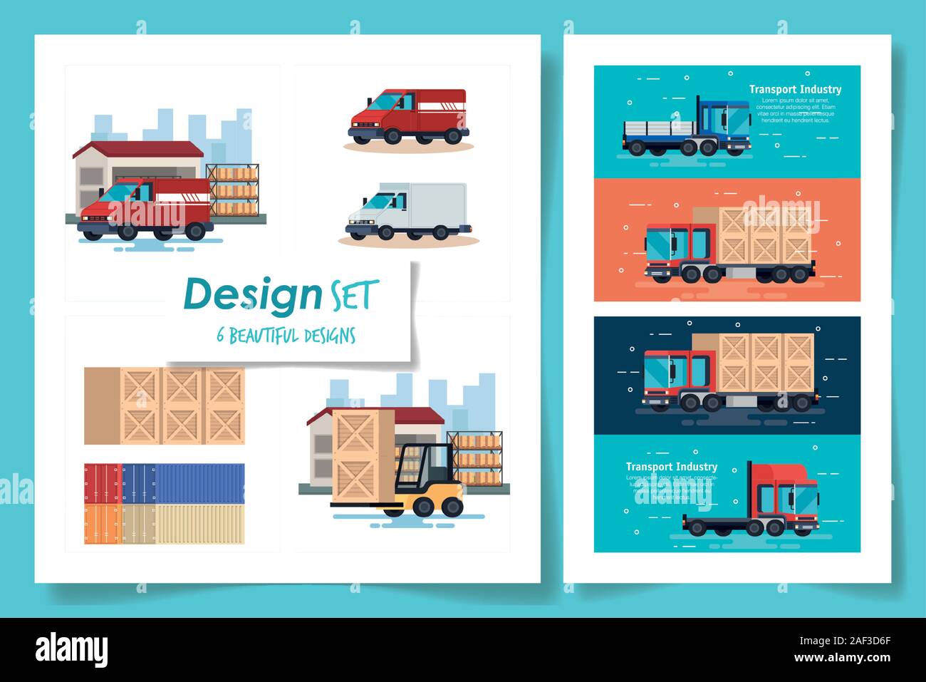 set six designs of transportation industrial Stock Vector Image & Art ...