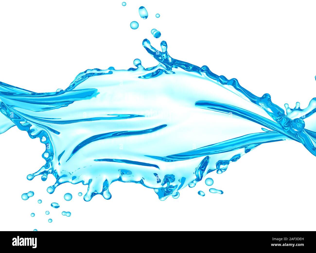 Transparent, blue, beautiful, isolated splash water splash on a white ...