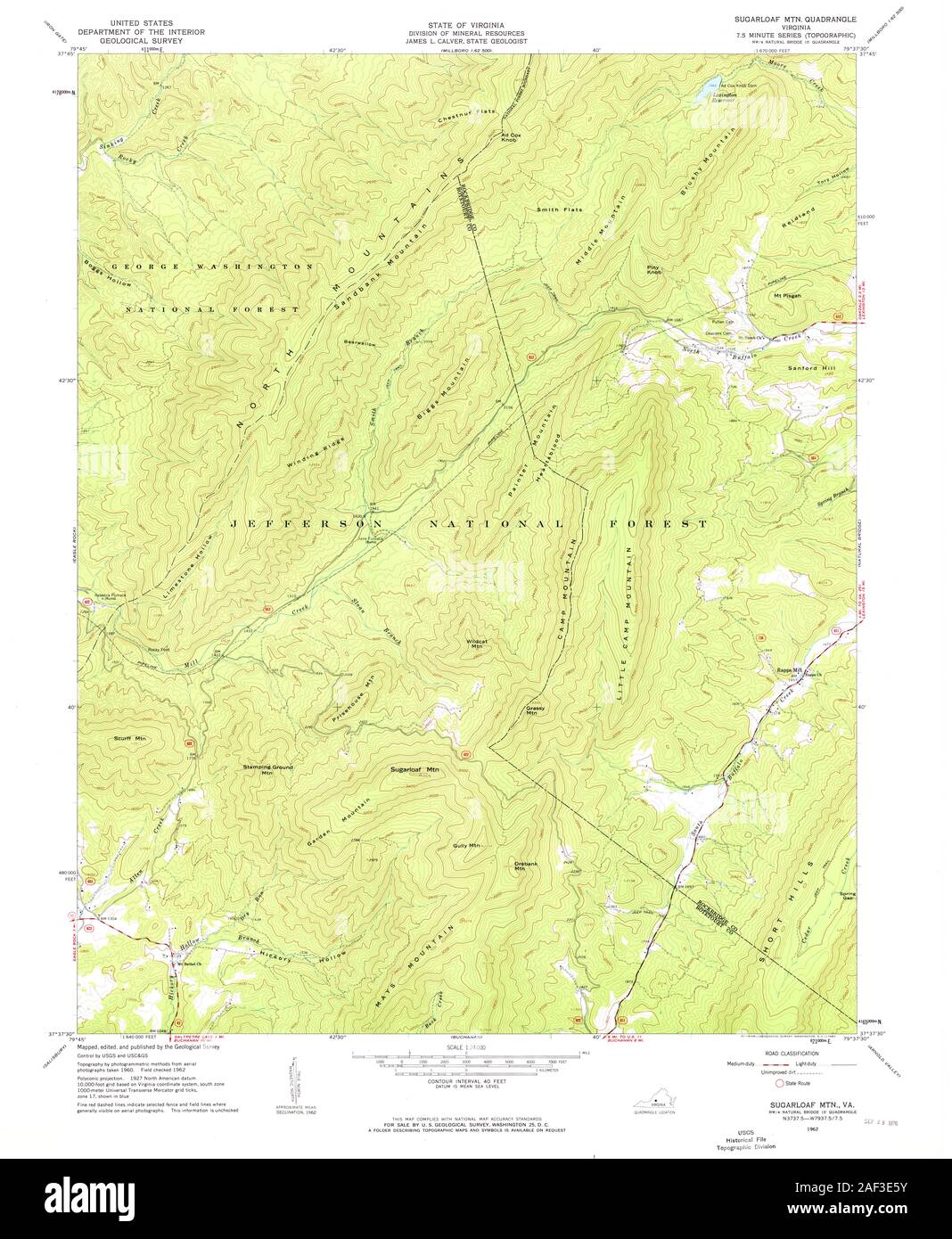 VA Sugarloaf Mtn 186880 1962 24000 Stock Photo - Alamy