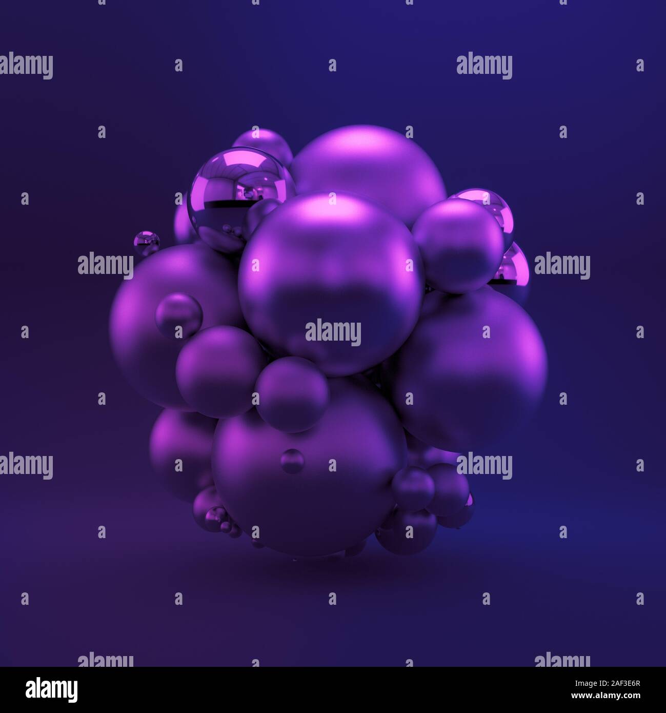 Purple geometric background with balls. 3d rendering 3d illustration ...