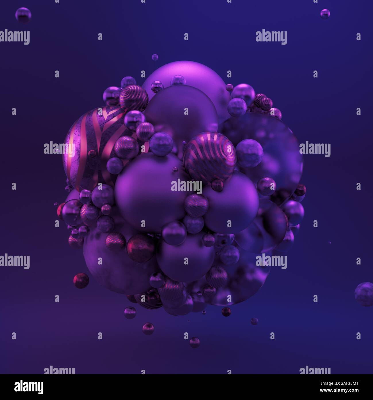 Purple geometric background with balls. 3d rendering 3d illustration ...