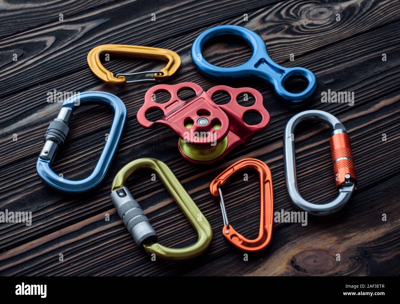 Pick one's you like. Isolated photo of climbing equipment. Parts of ...