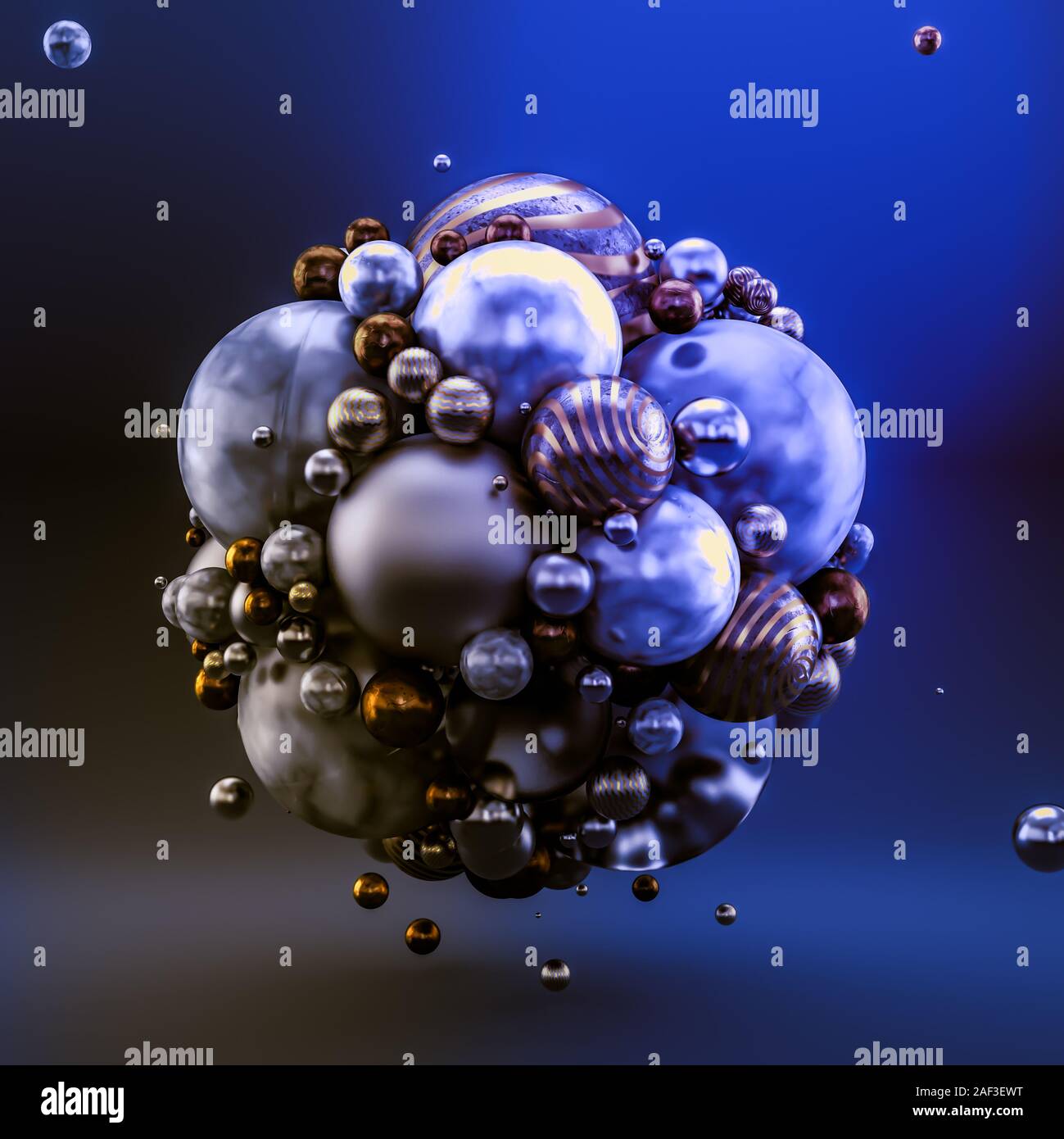 Blue abstract background with balls. 3d rendering 3d illustration Stock ...